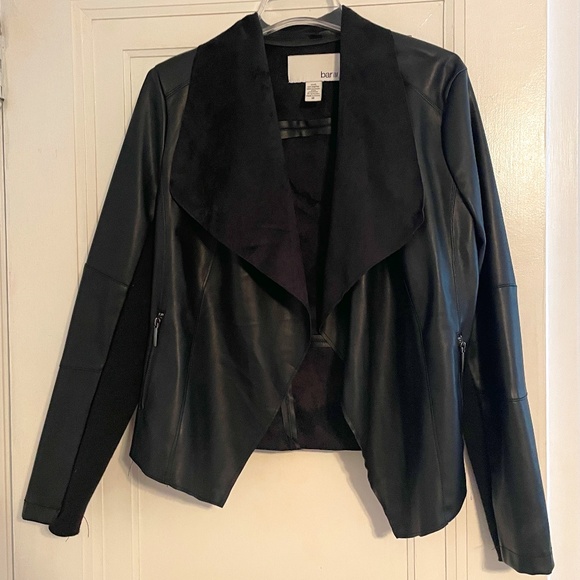Bar III | Jackets & Coats | Bar Iii Black Faux Leather And Suede Jacket ...
